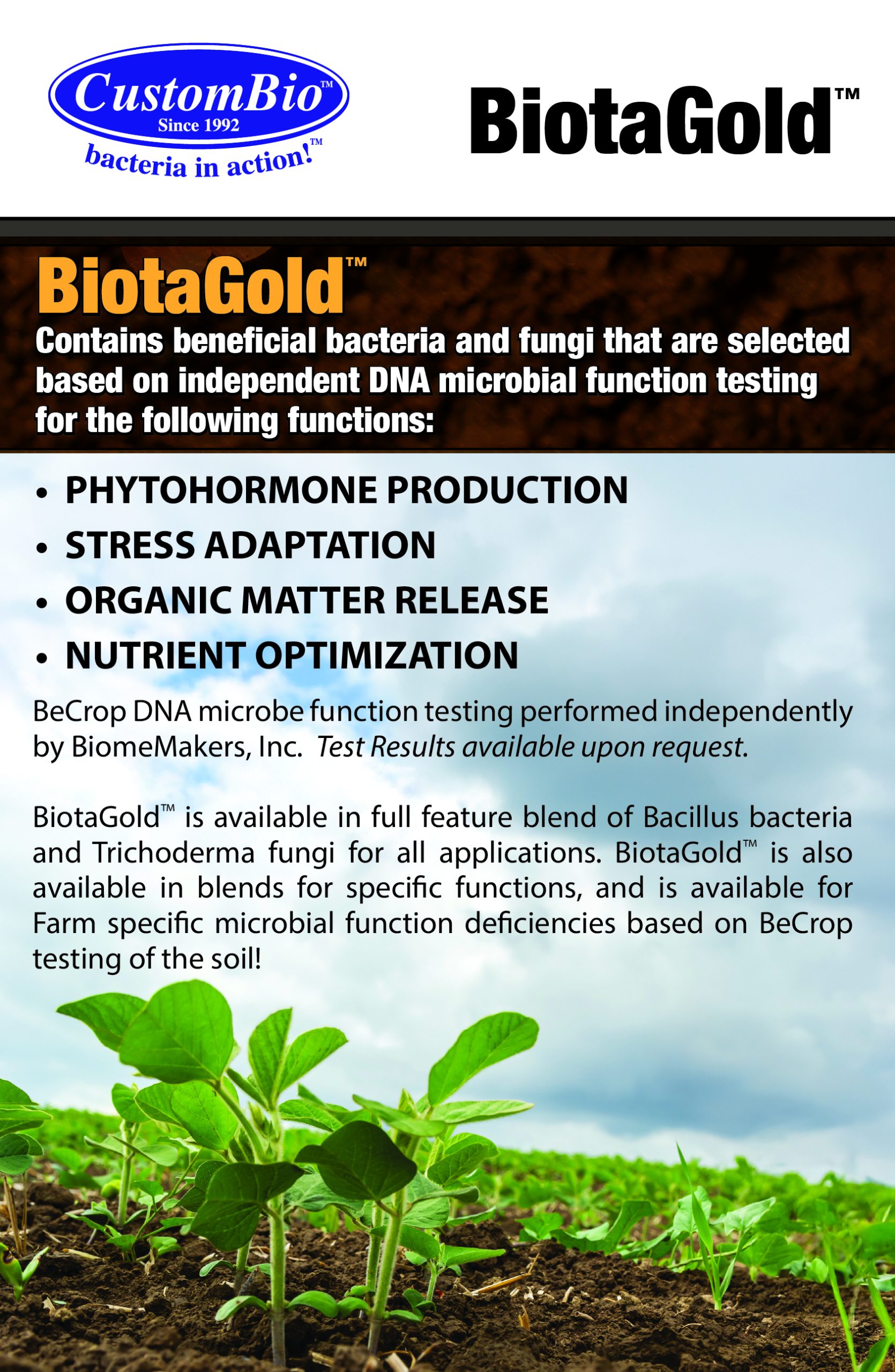 Biota Gold: Data Based Microbial Product